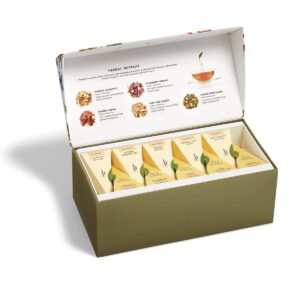 Tea Forte Presentation Box Tea Sampler Gift Set, 20 Assorted Variety Handcrafted Pyramid Tea Infuser Bags (Herbal Retreat)