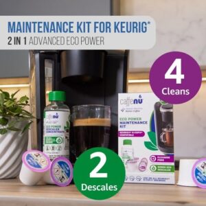 Keurig Descaling Solution and Cleaning Kit Compatible 1.0 & 2.0 K Cup Coffee Machines. 3 Month Supply. 2 uses per Bottle & 4 Keurig Cleaner Pods. Removes Limescale & Cleans Pod Area. Eco Friendly