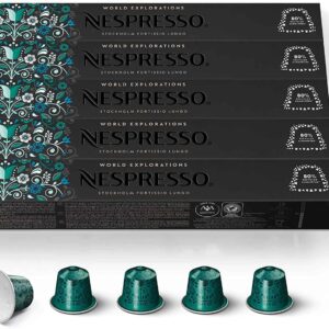 Nespresso Capsules OriginalLine, Stockholm Fortissio Lungo, Dark Roast Coffee, 50 Count Coffee Pods, Brews 3.7 Ounce