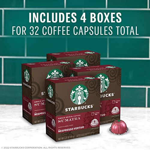 Starbucks by Nespresso Dark Roast Single-Origin Sumatra Coffee (32-count single serve capsules, compatible with Nespresso Vertuo Line System)