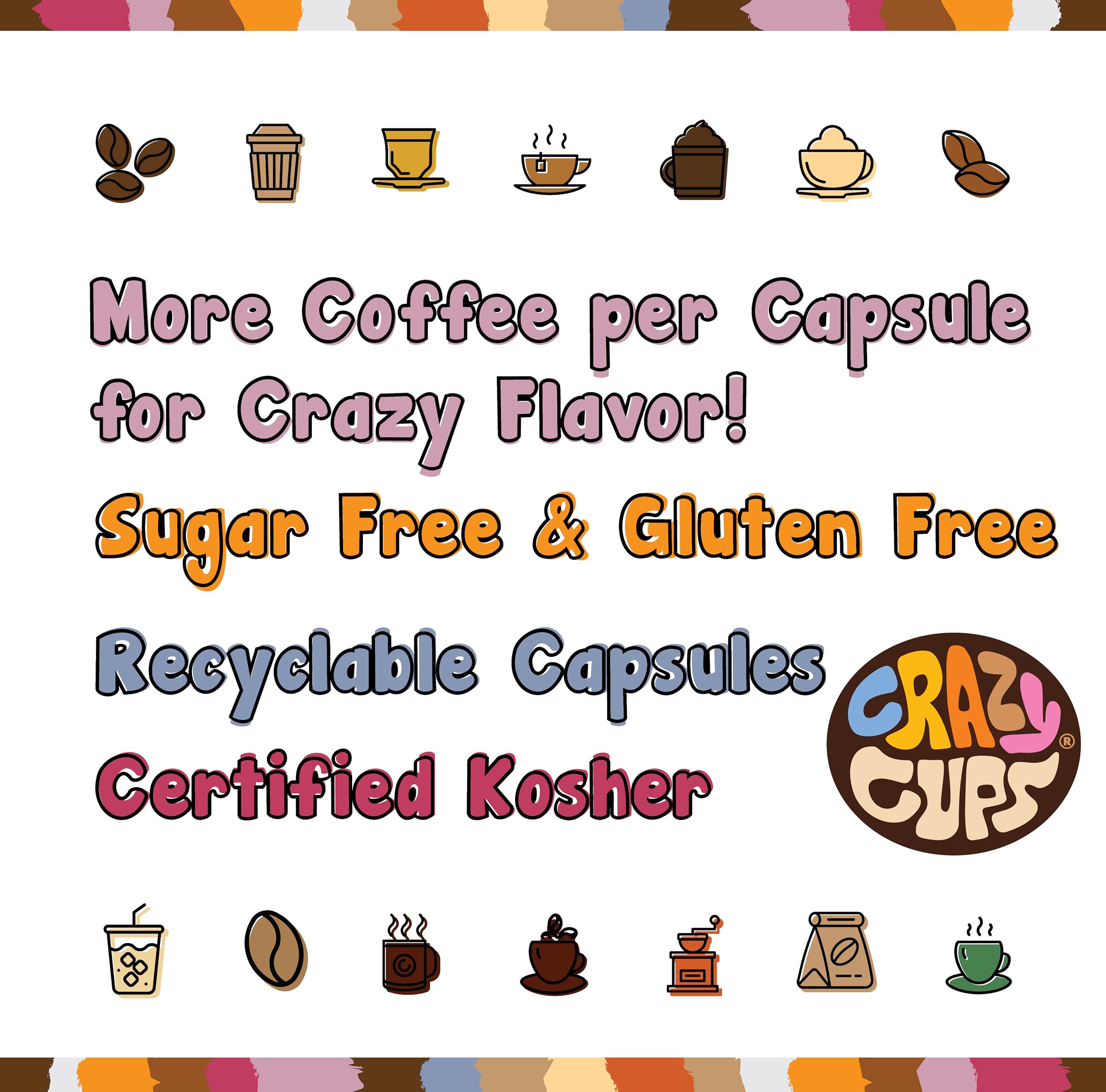 Crazy Cups Flavored Coffee in Single Serve Coffee Pods - Flavor Coffee Variety Pack for Keurig K Cups Machine, 20 Count