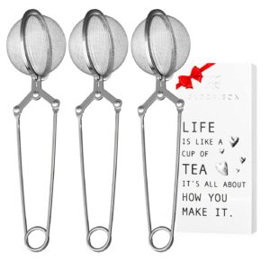 snap ball tea strainer 3 pack tea infuser with handle tea mesh infuser snap ball strainer steep loose leaf tea infuser fine mesh ball tea filter strainer for spices and seasonings