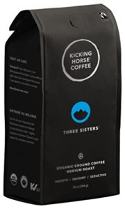 three sisters, kicking horse coffee, medium roast, ground, 10 oz - certified organic, fairtrade, kosher coffee