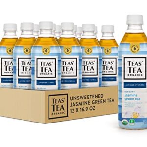 Teas' Tea Unsweetened Jasmine Green Tea 16.9 Ounce (Pack of 12) Organic, Sugar Free, 0 Calories