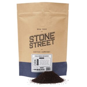 stone street cold brew coffee, strong & smooth blend, low acid, 100% arabica, gourmet coffee, coarse ground, dark roast, colombian single origin, 1 lb