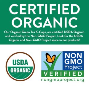 Organic Green Tea K-Cup Pods, 24 Pods by FGO - Keurig Compatible - Naturally Occurring Caffeine, Premium Green Tea is USDA Organic, Non-GMO, & Recyclable