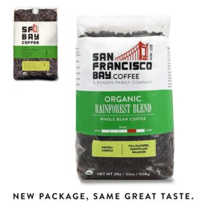 San Francisco Bay Whole Bean Coffee - Organic Rainforest Blend, Medium Dark Roast, 2 Pound (Pack of 1)