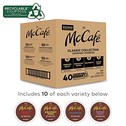 McCafe Classic Collection, Single-Serve Coffee K-Cup Pods, Classic Collection Variety Pack, 40 Count