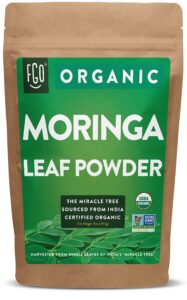 fgo organic moringa oleifera leaf powder, 100% raw from india, 16oz (pack of 1)