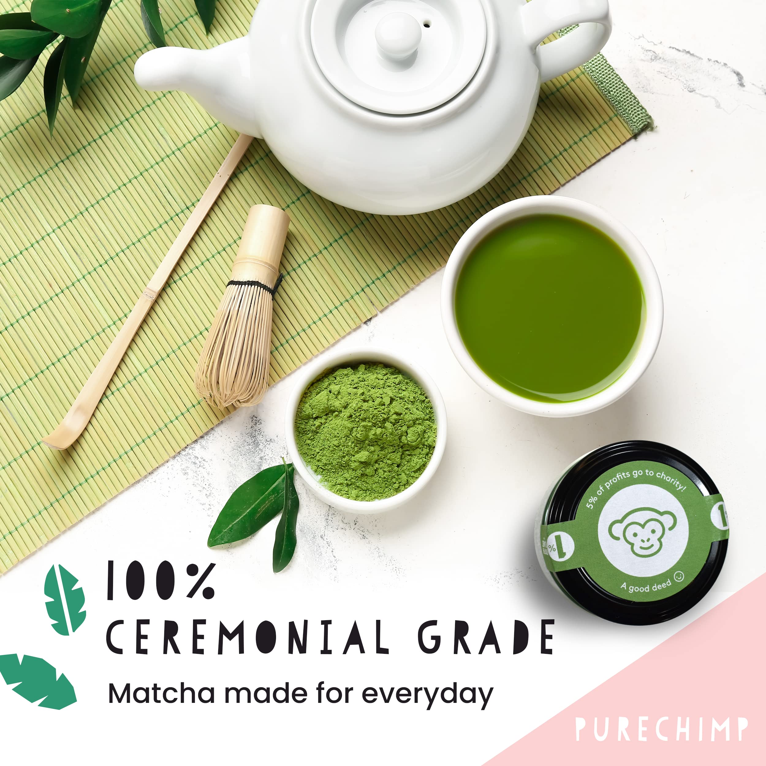 Matcha Green Tea Powder - 1.75 Ounces (50g) of Ceremonial Grade Japanese Matcha for Baking, Lattes and Smoothies - Regular