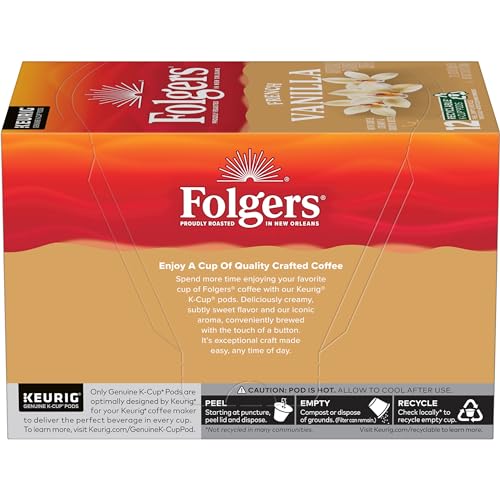 Folgers French Vanilla Flavored Coffee, 72 Keurig K-Cup Pods (Packaging May Vary)