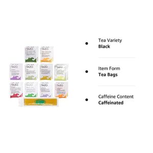 Tazo Tea Bags Sampler Variety Gift Box with By The Cup Honey Sticks, 10 Different Flavors, 20 Count