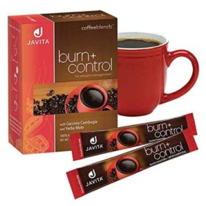 javita burn + control instant coffee - weight management herbs, contains garcinia cambogia & yerba mate, slimming coffee with help of exercise, keto coffee, dieters drink, 24 (4.55g) sticks