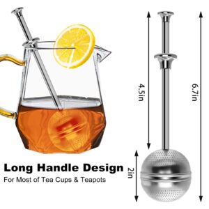 Numola Long Handle Tea Ball Stainless Steel, 2Pcs Premium Tea Infuser Filter for Loose Leaf Tea, Reusable Fine Mesh Tea Interval Diffuser Strainer for Cup and Teapot