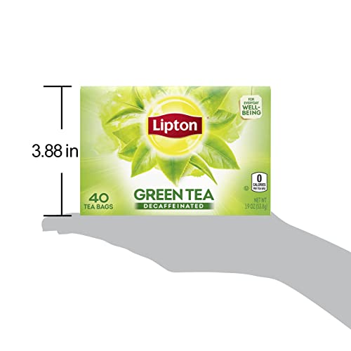 Lipton Decaffeinated Green Tea Bags for Health and Wellness, Hot or Iced, 40 Tea Bags (Pack of 6)