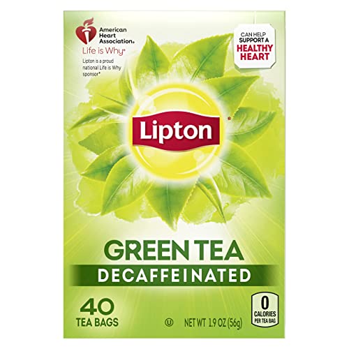 Lipton Decaffeinated Green Tea Bags for Health and Wellness, Hot or Iced, 40 Tea Bags (Pack of 6)