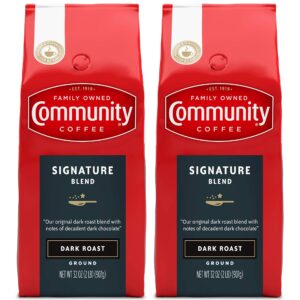 community coffee signature blend ground coffee, dark roast, 64 ounce (32 ounce bags, pack of 2)