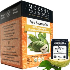 pure soursop tea made with pure graviola leaf- guanabana leaves- 20 organic tea bags moksha ayurveda