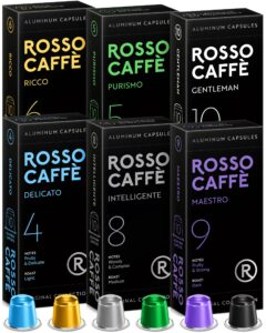 rosso coffee capsules for nespresso original machine - 60 gourmet espresso pods variety pack - compatible with nespresso original line machines (variety 60)