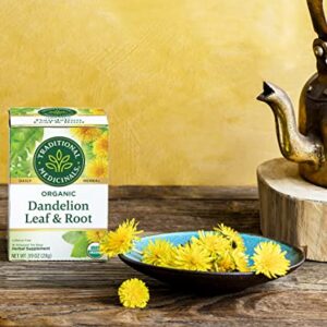 Traditional Medicinals Organic Dandelion Leaf & Root Herbal Tea (Pack of 1), Supports Kidney Function and Healthy Digestion, 16 Tea Bags Total