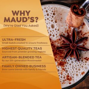 Maud's Spiced Chai Tea Latte, 18ct. Solar Energy Produced Recyclable Single Serve Tea Pods - 100% California Tea Leaves, KCup Compatible