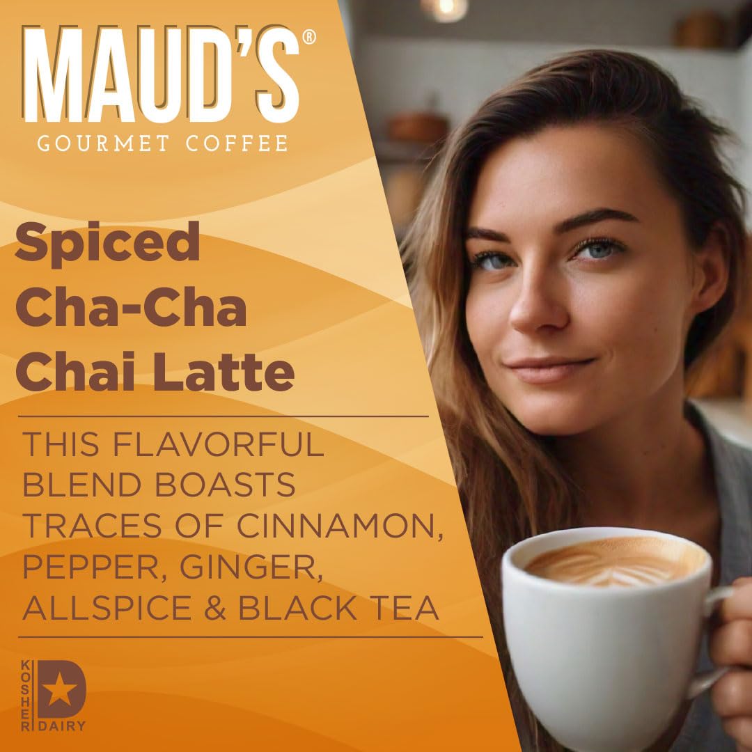 Maud's Spiced Chai Tea Latte, 18ct. Solar Energy Produced Recyclable Single Serve Tea Pods - 100% California Tea Leaves, KCup Compatible