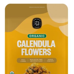 FGO Organic Calendula Flowers, Whole, 100% Raw From Egypt, 4oz, Packaging May Vary (Pack of 1)