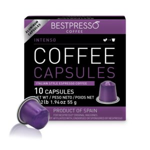 bestpresso coffee for nespresso original machine 120 aluminum pods certified genuine espresso intenso blend(high intensity), pods compatible with nespresso original