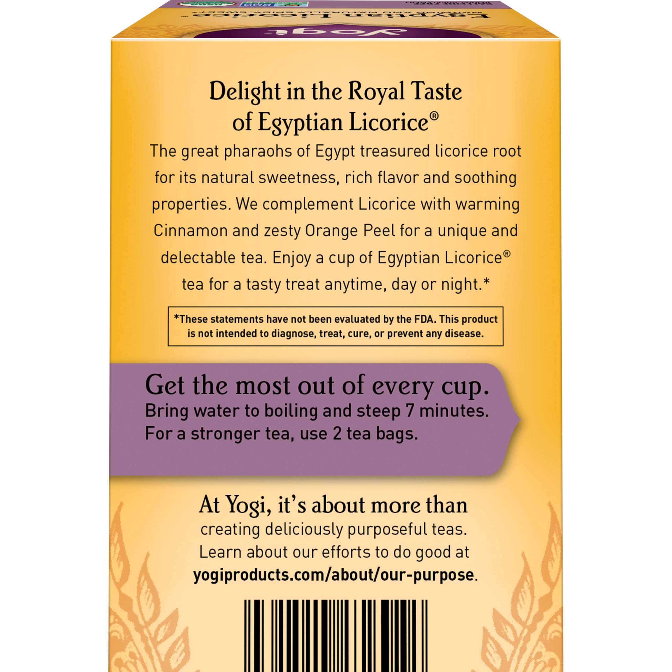 Yogi Tea - Egyptian Licorice Tea (6 Pack) - Warming and Naturally Spicy Sweet - Soothing and Caffeine Free - 96 Organic Herbal Tea Bags