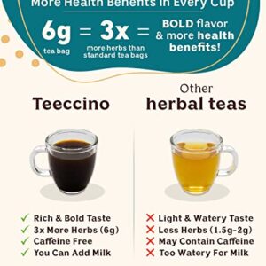 Teeccino Dandelion Tea Sampler – Caramel, Coconut, Dark Roast, Mocha Mint, Red Chai, Turmeric – Roasted Herbal Tea That’s Caffeine Free & Prebiotic with Detoxifying Dandelion, 12 Tea Bags