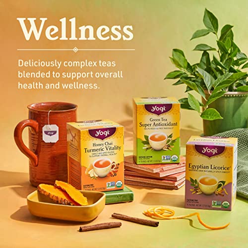 Yogi Tea Honey Chai Turmeric Vitality Tea - 16 Tea Bags per Pack (4 Packs) - Organic Tea to Support Overall Health - Includes Cinnamon Bark, Turmeric Root, Cardamom Pod, Ginger Root & More