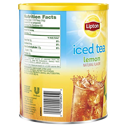 Lipton Lemon Iced Tea Mix, Sweetened, Makes 10 Quarts (Pack of 6)