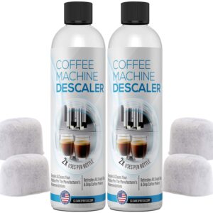 Keurig Compatible Descaling Solution (2 Bottles, 4 Uses Plus 4 Filters) - Universal Descaler Cleaner Concentrate Kit Compatible With All Keurig 1.0 & 2.0 K-Cup Pod Machines and Espresso Machines