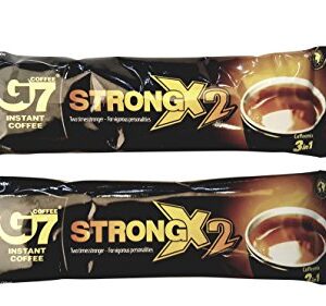 Trung Nguyen — G7 Strong X2 3 in 1 Instant Coffee — Roasted Ground Coffee Blend w/Non-dairy Creamer and Sugar — Strong and Bold — Instant Vietnamese Coffee (24 Single Serve Packets)