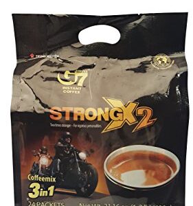 Trung Nguyen — G7 Strong X2 3 in 1 Instant Coffee — Roasted Ground Coffee Blend w/Non-dairy Creamer and Sugar — Strong and Bold — Instant Vietnamese Coffee (24 Single Serve Packets)