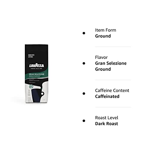 Lavazza Gran Selezione Ground Coffee Blend, Dark Roast, 12-Oz Bags (Pack of 6) Authentic Italian, 100% Arabica, Blended And Roasted in Italy, Non GMO, Rainforest Alliance Certified & 100% Sustainably