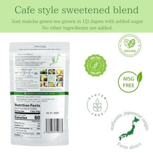 BJDesign Matcha Latte Powder “HAJIME” Sweetened Matcha Green Tea Powder - Authentic Japanese Origin - Non MSG, Non GMO, Vegan, Gluten Free (5.3 Ounce)