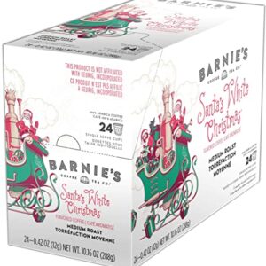 BARNIE'S COFFEE TEA CO. Single Serve K cups for Keurig Brewers Medium Roast Arabica Coffe Beans, Santa's White Christmas, 24 Count