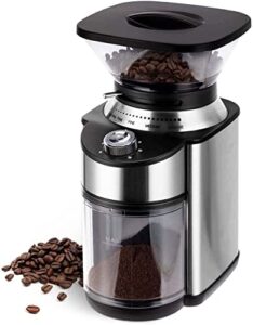 electric conical burr coffee grinder, adjustable burr mill with 19 precise grind setting, stainless steel for drip, percolator, french press, espresso and turkish coffee makers