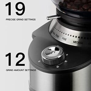 Electric Conical Burr Coffee Grinder, Adjustable Burr Mill with 19 Precise Grind Setting, Stainless Steel for Drip, Percolator, French Press, Espresso and Turkish Coffee Makers