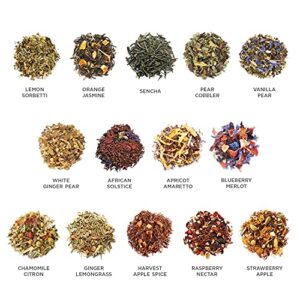 Tea Forte Assorted Gift Set, Assorted Loose Classic Flavored Leaf Tea, Single Steeps Chest Gift Box, 28 Count (Pack of 1)