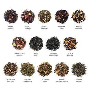 Tea Forte Assorted Gift Set, Assorted Loose Classic Flavored Leaf Tea, Single Steeps Chest Gift Box, 28 Count (Pack of 1)