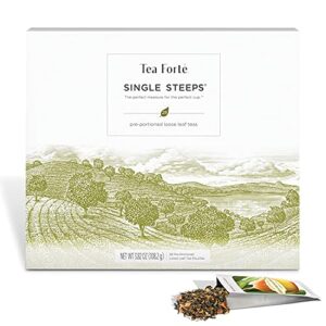 Tea Forte Assorted Gift Set, Assorted Loose Classic Flavored Leaf Tea, Single Steeps Chest Gift Box, 28 Count (Pack of 1)