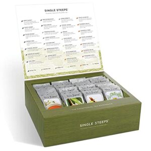 Tea Forte Assorted Gift Set, Assorted Loose Classic Flavored Leaf Tea, Single Steeps Chest Gift Box, 28 Count (Pack of 1)