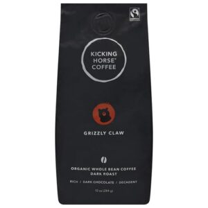 Kicking Horse Coffee, Grizzly Claw, Dark Roast, Whole Bean, 10 Oz - Certified Organic, Fairtrade, Kosher Coffee