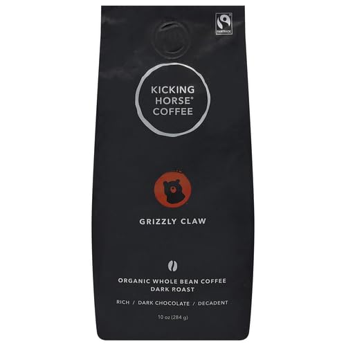 Kicking Horse Coffee, Grizzly Claw, Dark Roast, Whole Bean, 10 Oz - Certified Organic, Fairtrade, Kosher Coffee