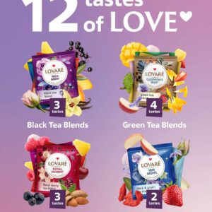 LOVARE Tea Bags Variety Pack - Made in Ukraine - Black and Green, Floral Berry, Mixed Blend Assorted Tea Collection - Tea Sampler - Tea Gift Sets for Tea Lovers (60 Bags - 12 Tastes)