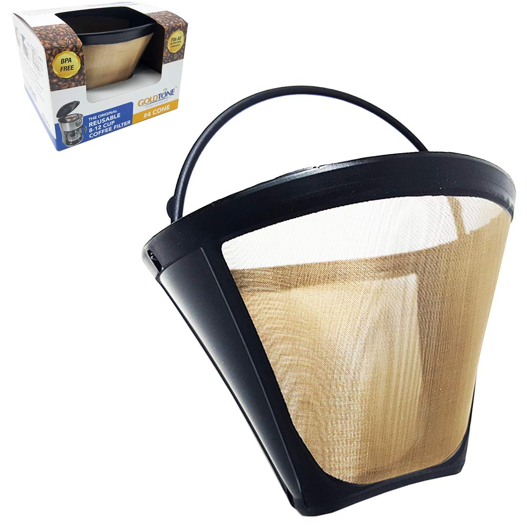 GoldTone Brand Reusable #4 Cone Coffee Filter fits Ninja Coffee Makers and Brewers. BPA-Free