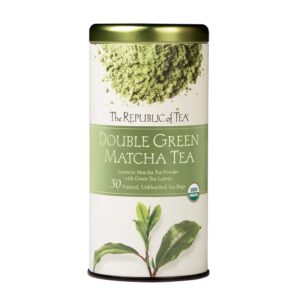 the republic of tea organic double green matcha, gourmet blend of organic green tea and matcha powder, 50 count