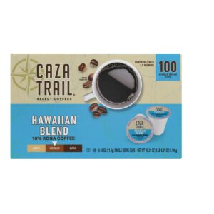 caza trail coffee, kona blend, 100 single serve cups